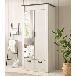 Pharao24.de Spiegelkleiderschrank im Landhausstil Pinie Wei&szlig; und Anthrazit
