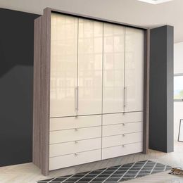 Pharao24.de Gleitt&uuml;ren Kleiderschrank glasbeschichtet acht Schubladen