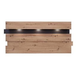 Pharao24.de Wandboard mit Beleuchtung in Wildeichefarben Dunkelgrau