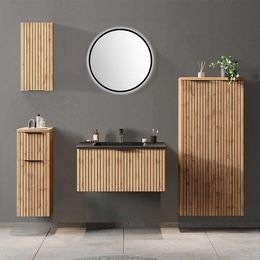 Pharao24.de Badm&ouml;bel-Set Serie modern in Wildeichefarben f&uuml;nfteilig (f&uuml;nfteilig)
