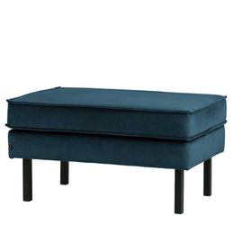 Pharao24.de Retro Polsterhocker in Blau Samt 45 cm Sitzh&ouml;he