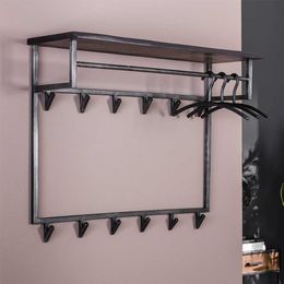 Pharao24.de Industriestil Garderobe aus Akazie Massivholz Metall