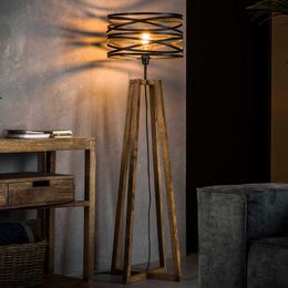 Pharao24.de Stehlampe in Dunkelgrau Massivholz und Metall 41x141x41 cm Pharao24