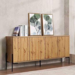 Pharao24.de Sideboard Wohnzimmerkommode mit Dreht&uuml;ren in Eichefarben