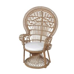Pharao24.de Rattan Thron Sessel in Grau gewischt Landhausstil