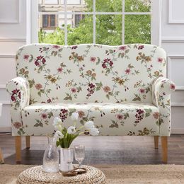 Pharao24.de Esszimmercouch Blumenmuster in Wei&szlig; - Bunt Federkern Sitz