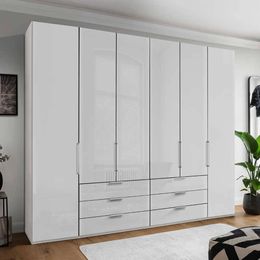 Pharao24.de Wei&szlig;er Faltt&uuml;renschrank mit sechs Schubladen Made in Germany