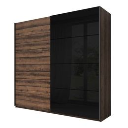 Pharao24.de XL Kleiderschrank Schwebet&uuml;ren in Wildeiche dunkel und Schwarz 270 cm breit