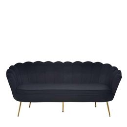 Pharao24.de Dreisitzer Couch in Schwarz und Goldfarben Samt