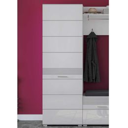 Pharao24.de Wei&szlig;er Dielenkleiderschrank mit Hochglanz Front 55 cm breit
