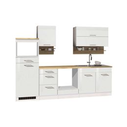 Pharao24.de Einbauk&uuml;chenzeile in Wei&szlig; hochgl&auml;nzend Made in Germany (neunteilig)