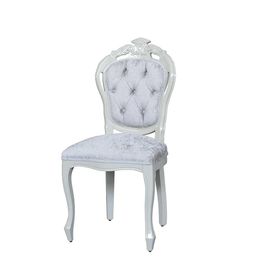 Pharao24.de Design Stuhl in Wei&szlig; Samt Barockstil
