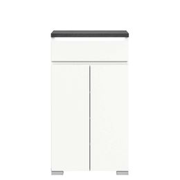 Pharao24.de Flur Schuhschrank modern in Wei&szlig; und Dunkelgrau einer Schublade