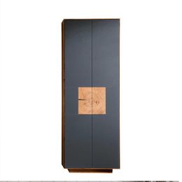 Pharao24.de Dielenschrank in Anthrazit mit Wildeiche Massivholz modern