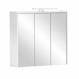 Pharao24.de Badezimmerspiegelschrank Spiegelschrank Bad mit LED Beleuchtung in Wei&szlig; matt