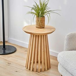 Pharao24.de Beistelltisch hoch Holz im Skandi Design runder Tischplatte