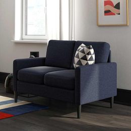 Pharao24.de 2sitzer Sofa in Dunkelblau Stoff Armlehnen