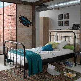 Pharao24.de Jugendbett in Schwarz Metall