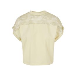 Kurzarmshirt Urban Classics "Urban Classics Damen Ladies Short Oversized Lace Tee", Damen, Gr. 5XL, softgelb, 95% Baumwolle, 5% Elasthan, unifarben, oversize, Rundhals, Shirts