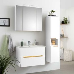 Pharao24.de Badezimmerm&ouml;bel Set Waschplatz Set mit LED Beleuchtung dreiteilig (dreiteilig)