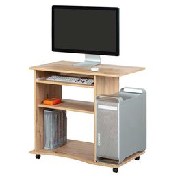 Pharao24.de B&uuml;rotisch rollbar f&uuml;r Home Office Wildeiche Optik