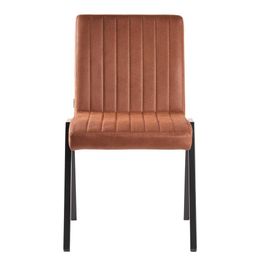 Pharao24.de Esszimmer Stuhl in Cognac Braun Microfaser Metallgestell (2er Set)