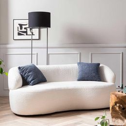 Pharao24.de Wei&szlig;es Zweisitzer Sofa im Skandi Design Boucle Stoff