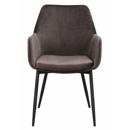 Pharao24.de Armst&uuml;hle in Dunkelgrau Microfaser Skandi Design (2er Set)