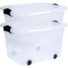 Aufbewahrungsbox Siena Home "Anzio", transparent, B:40cm H:32cm T:53cm, Kunststoff, Aufbewahrungsboxen, Aufbewahrungsbox, mit Rollen, Kunststoff