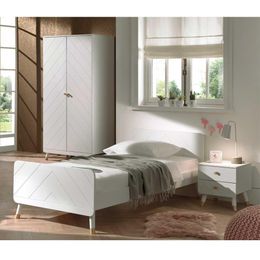 Pharao24.de Jugendzimmer Set in Wei&szlig; und Goldfarben M&auml;dchen (dreiteilig)