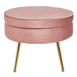 Pharao24.de Runder Hocker in Rosa und Goldfarben Vierfu&szlig;gestell aus Metall