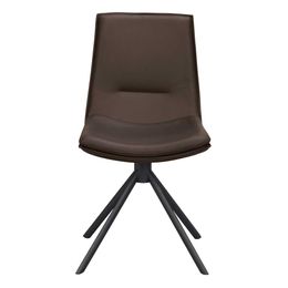 Pharao24.de Drehbare Polsterst&uuml;hle in Braun Echtleder modern (2er Set)