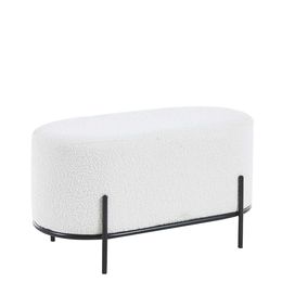 Pharao24.de Sitzhocker breit aus Boucle Stoff und Metall Wei&szlig; und Schwarz
