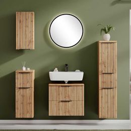 Pharao24.de Design Badmoebel in Wildeichefarben Schwarz (f&uuml;nfteilig)
