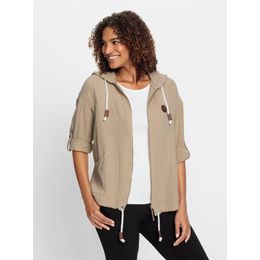Blusenjacke Casual Looks, Damen, Gr. 48, beige, 100% Baumwolle, Jacken Blusenjacke
