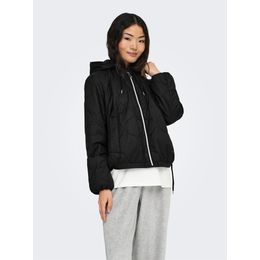 Steppjacke Only "ONLMIKI HOOD QUILT JACKET CC OTW", Damen, Gr. XL, schwarz, Steppware, Obermaterial: 100% Nylon, unifarben, Po-bedeckend, Jacken Steppjacke, mit seitlichem Kordelzug am Saum