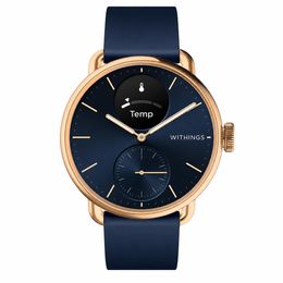 Withings ScanWatch 2 - Neu mit K&ouml;rpertemperatur & EKG Messung 38 mm Rosegold Blau / Ohne Gratis Armband / Ohne Zusatzarmband