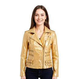 Damen Leder Gold Brando Bikerjacke-Constantia
