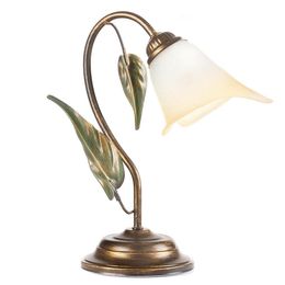 Tischleuchte, Bronze, Olivgr&uuml;n, Metall, Glas, 30x20x29 cm, Lampen & Leuchten, Innenbeleuchtung, Tischlampen, Tischlampen