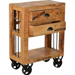 K&uuml;chenwagen Sit "Rustic", beige (natur, antik), B:60cm H:80cm T:30cm, Rollwagen, K&uuml;chenwagen, mit schwarzen Schriftz&uuml;gen, Shabby Chic, Vintage