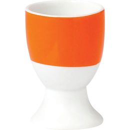 Eierbecher Van Well "Vario", orange (orange, wei&szlig;), B:16,5cm H:7cm &Oslash;:4,5cm, Porzellan, Eierbecher, Porzellan, sp&uuml;lmaschinen- und mikrowellengeeignet