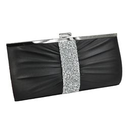 Abendtasche Steuer "Satin-Optik mit Strassbesatz", Damen, Gr. B/H/T: 130cm, schwarz, Taschen Abendtasche