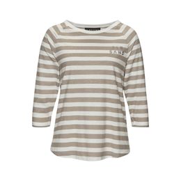 ELBSAND Damen 3/4-Arm-Shirt, creme-taupe gestreift, Gr&ouml;&szlig;e S (36)