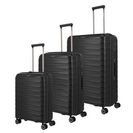Trolleyset Travelite "MOOBY 3-teilig Reisekoffer Hartschale", schwarz, Polypropylen, Koffer-Sets, mit TSA-Schloss und recyceltem Polypropylen