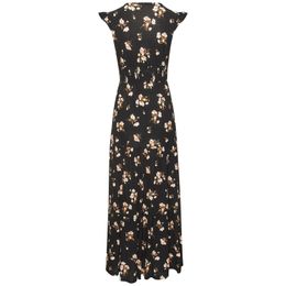 Vivance Damen Maxikleid, schwarz-koralle bedruckt, Gr&ouml;&szlig;e 44