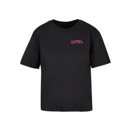 T-Shirt MISS TEE "Miss Tee Damen Cutie Balaclava Tee", Damen, Gr. S, schwarz, 100% Baumwolle, bedruckt, oversize, Rundhals, Shirts T-Shirt
