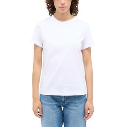 T-Shirt Mustang, Damen, Gr. S, general wei&szlig;, Jersey, Obermaterial: 100% Baumwolle, unifarben, regular fit normal, Rundhals, gerader Abschluss, Shirts T-Shirt