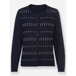 WITT Damen Strickjacke in dezentem Glanz, marine, Gr&ouml;&szlig;e 40