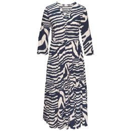Lascana Damen Maxikleid, creme-graublau bedruckt, Gr&ouml;&szlig;e 34