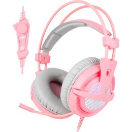 SADES Gaming-Headset "A6", pink, Kopfh&ouml;rer